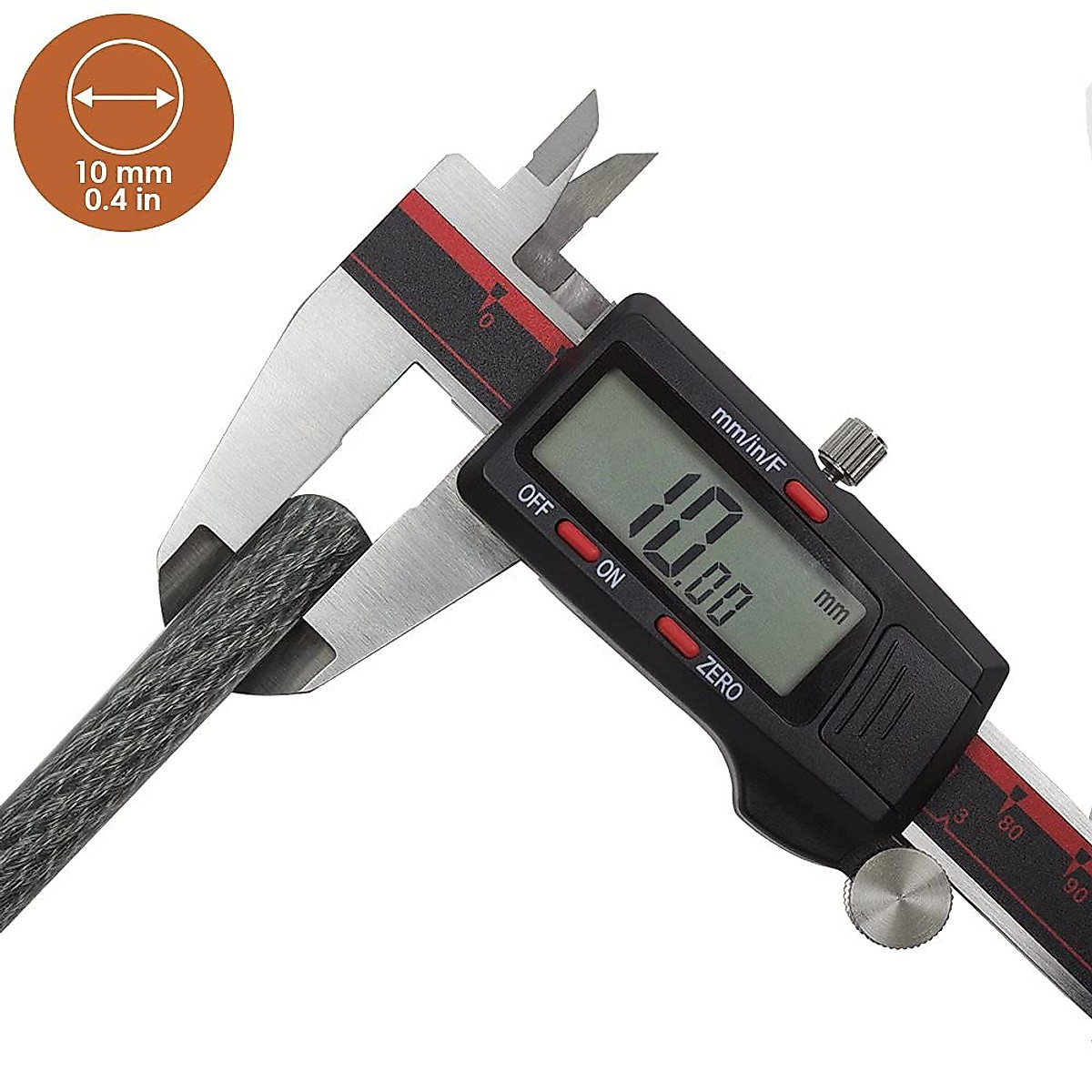 BV 30FT Security Steel Cable with Loops, Braided Steel Flex Cable, Bike Lock Cable 3/8 Inch, for U-Lock and Padlock (30FT)