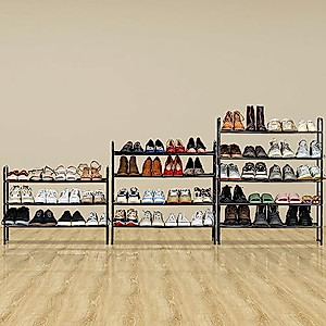 SUFAUY 5-Tier Shoe Rack, Stackable Shoe Shelf Storage Organizer for Entryway Closet, Extra Large Capacity, Wire Grid, Black