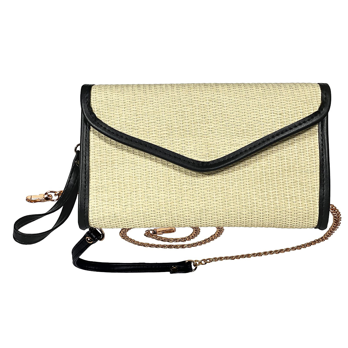 Straw Shoulder Bag, Grand Harmony Straw Crossbody Clutch Purses for Women Evening Small Purse Beach Envelope Handbag