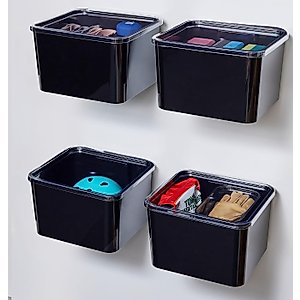 iDesign Storage Bin with Lid & Wall Mount Bracket, The Wallspace Collection – 12" x 12" x 8", Clear Bin