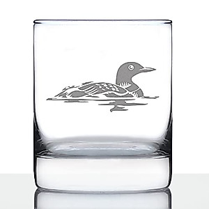 Loon Whiskey Rocks Glass - Fun Bird Themed Gifts and Decor for Men & Women - 10.25 Glasses