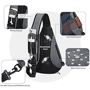 TUDEQU Sling Bag for Men Crossbody Backpack,8 Pockets Sling Backpack Mens Sling Bag,19L Sling Pack,One Strap Backpack for Men