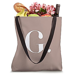 Mocha Brown Cute Letter G Initial Heart Monogram Tote Bag