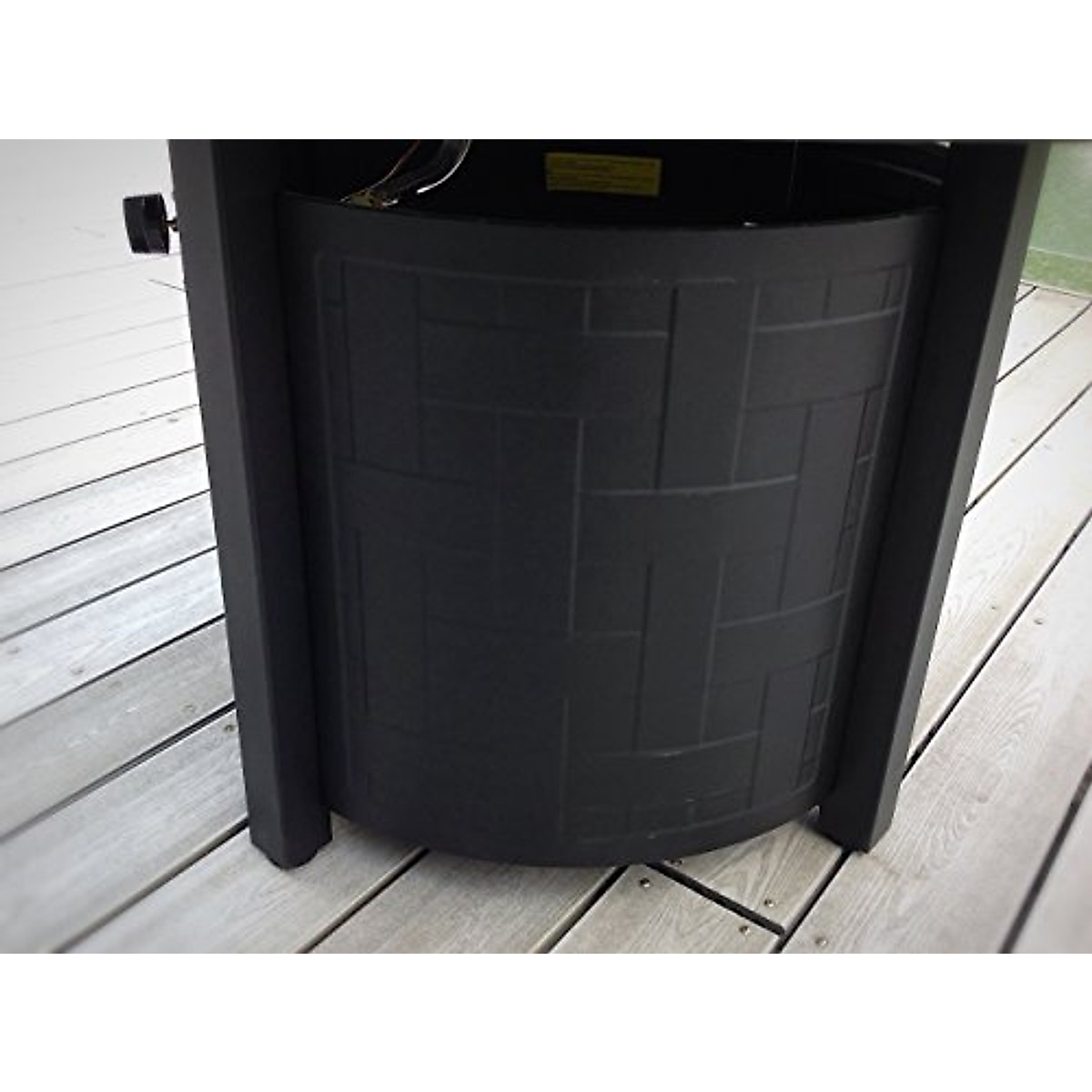 Pebble Lane LIving 42" Natural Slate and Copper Top Outdoor Propane Gas Fire Pit Table: Powder-Coated Black Frame