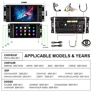 Android Car Stereo for Jeep Wrangler Stereo Chrysler Dodge with Wireless Apple Carplay Bluetooth 7 Inch Touch Screen Jeep Car Radio with WiFi GPS Navigation Mirror Link FM Radio + Backup Camera