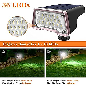 YORMICK Solar Lights Outdoor, 36 LEDs Solar Landscape Spotlights, Waterproof 2 in 1 Wall Lights with USB Charge, Adjustable Solar Panel for Yard Garden Driveway Porch Walkway Pool Patio