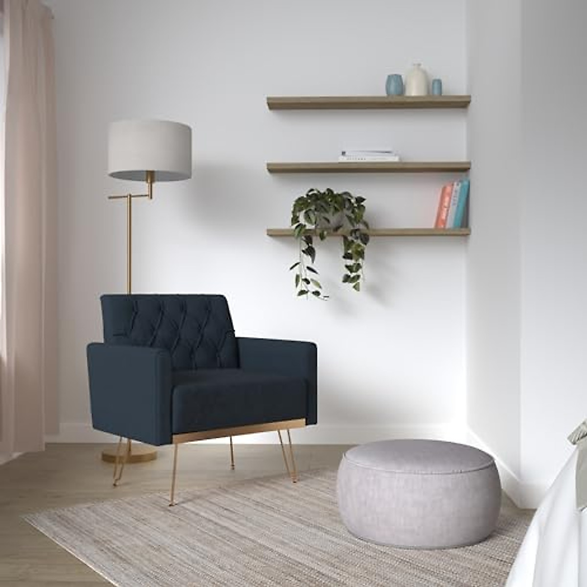 Olela Accent Chair Set of 2,Velvet Armchair Single Sofa Modern Tufted Upholstered Side Reading Chairs with Arm and Gold Metal Leg for Living Room Bedroom Club Nursery Office Decorate(2, Black)