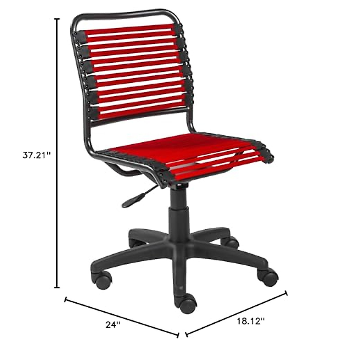 HomeRoots Red Flat Bungie Cord Low Back Rolling Office Chair