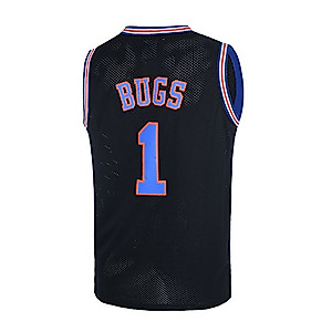 TUEIKGU #1 Bugs Space Movie Basketball Jersey for Men 90s Hip hop Clothing for Party (Black, Medium)