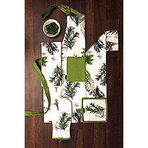 AMOUR INFINI Aprons for Women Adjustable Strap with Waist Ties Aprons for Baking, Cooking, Gardening Cotton Washable, Reusable Spring & Easter Apron (27.5 x 33 Inches - Herb Garden)