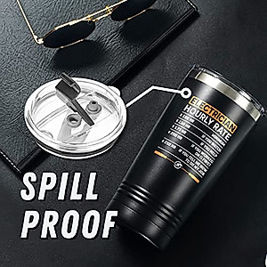 Onebttl Electrician Gifts Tumbler Travel Coffee Mug, for Dad, Husband, Father's Day, Birthday, Stainless Steel Insulated 20oz/590ml - Hourly Rate