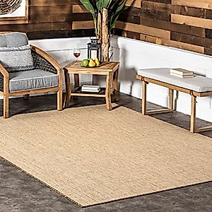 nuLOOM Easy-Jute Nakia Solid Indoor/Outdoor Area Rug, 5' x 8', Natural