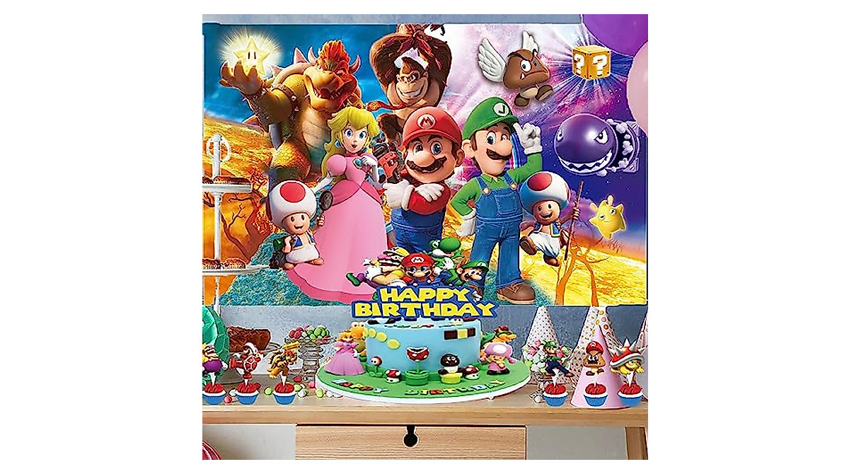 Super Brother Mario Backdrop for Birthdays & Baby Showers