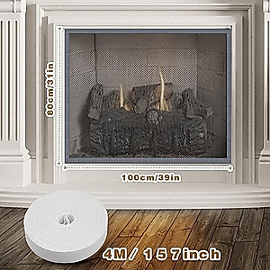 Fireplace Screen Mesh Cover, Fireplace Cover Baby Proof Barrier Guard Pet Proof with Magic Tape, Fireplace Doors Mesh Gate Fire Place Cover for The Living Room Decorative Indoor, 39" x 32" Inches