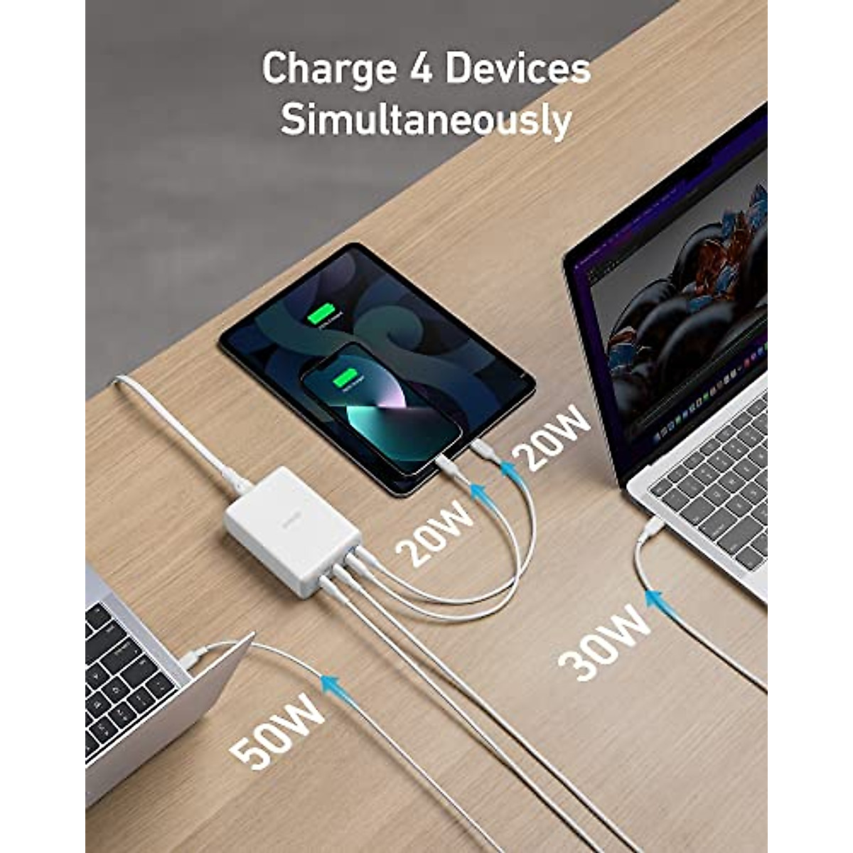 Anker USB C 120W, 547 Charger, PowerPort III 4-Port Charging Station for MacBook Pro/Air, iPhone 13/13 Mini / 13 Pro / 13 Pro Max / 12, Galaxy, Pixel 4/3, iPad, iPad Mini, and More
