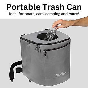 Deluxe Recycles Collapsible Trash Can for Boating and Camping | Large, Durable, and Portable with Inner Bin - 8 Gallons (Grey)