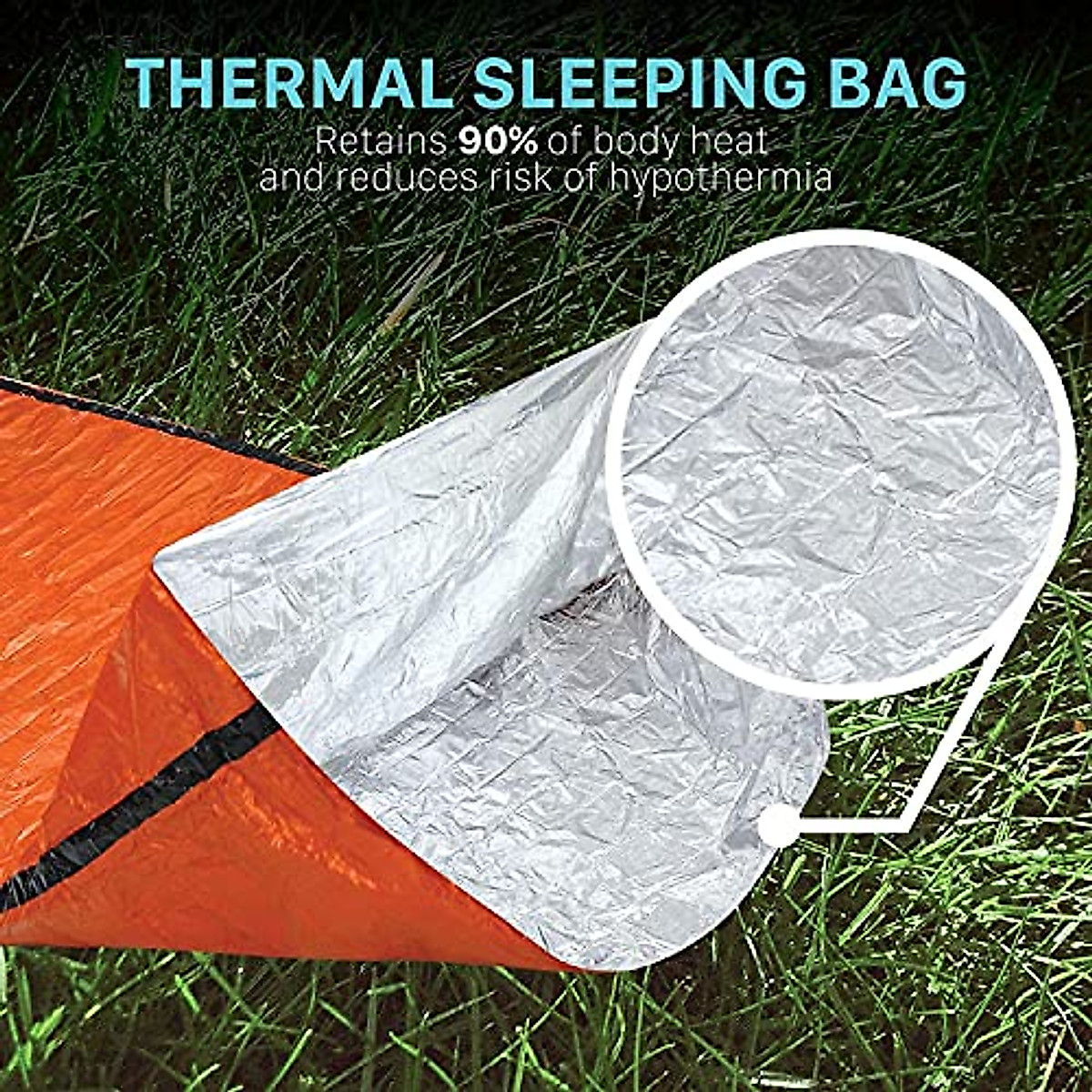 FosPower 2000mAh Emergency Weather Radio Portable Charger +Emergency Survival Shelter & Sleeping Bag Bivy Sack for Camping Accessories, Camping Gear, Survival Kit