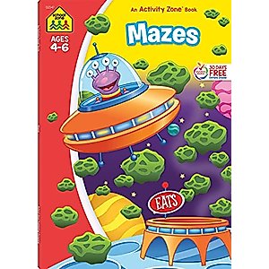 School Zone - Mazes Workbook - 64 Pages, Ages 4 to 6, Preschool, Kindergarten, Maze Puzzles, Wide Paths, Colorful Pictures, Problem-Solving, and More (School Zone Activity Zone® Workbook Series)