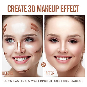 KIMUSE 2Color Dual Cream Contour Stick, Highlight & Contour Bronzer Stick, Long Lasting & Waterproof Contour Sticks Kit for Light Skin Face Makeup