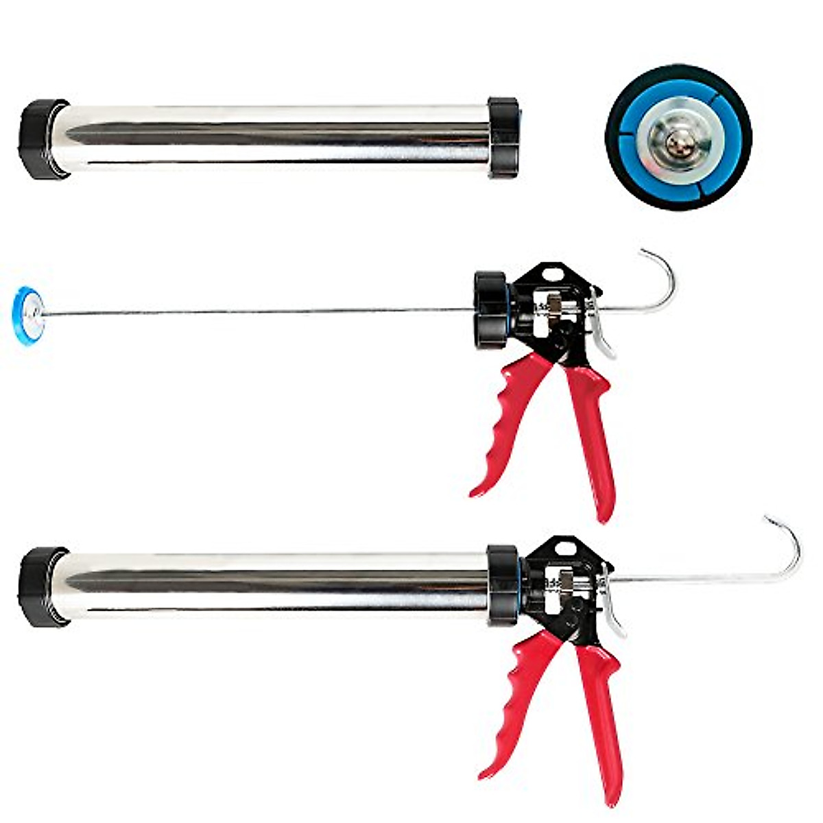 Sausage Caulking Gun Manual Drive 20oz Sausage Caulk Gun with Stainless Steel Barrel by BOUSH(Silver) 18:1 Ratio