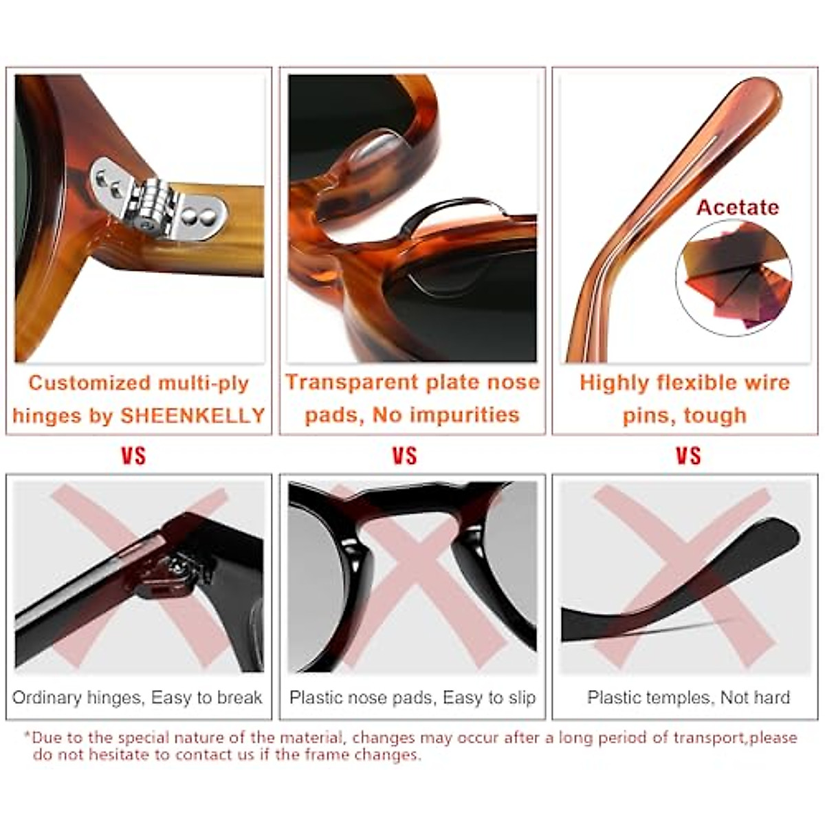 SHEEN KELLY Acetate Polarized Retro Oval Sunglasses For Men Women Pirate Captain Johnny Depp Style Eyewear