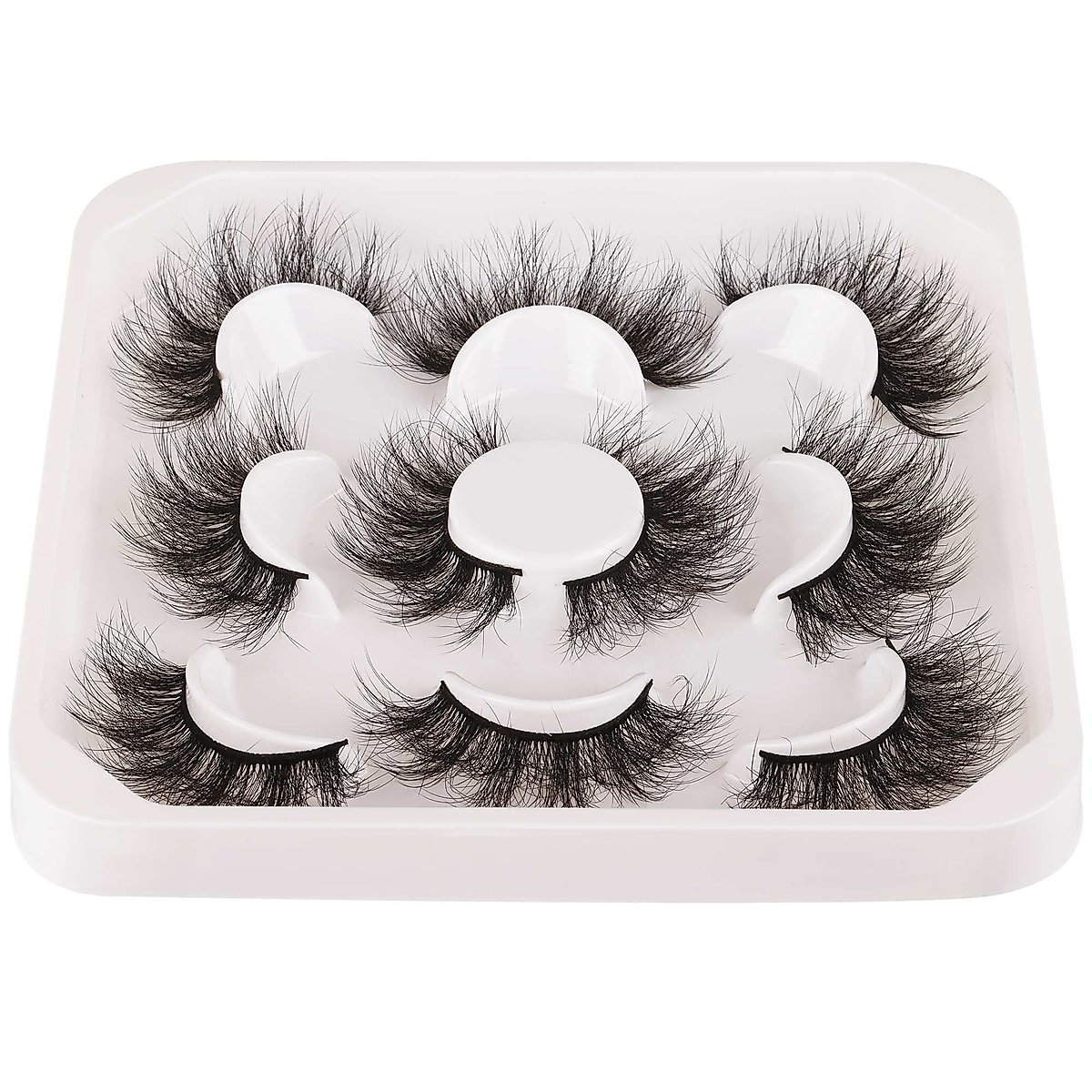 JIMIRE Flare Mink Lashes Fluffy Wispy False Lashes Pack Fluttery 10D Multi-dimensional Volume False Eyelashes 5 Pairs
