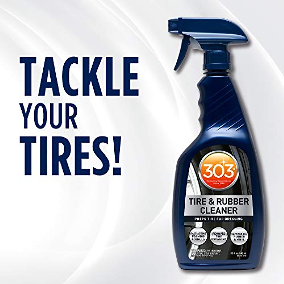 303 Tire and Rubber Cleaner - Preps Tires for Dressing - Fast Acting Foaming Formula - Removes Tire Browning - Safe for All Rubber and Vinyl, 32 fl. oz. (30579CSR)