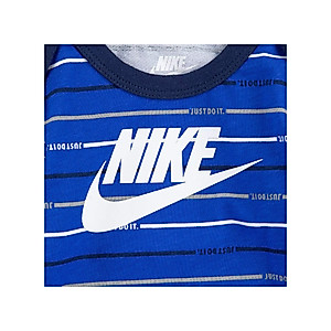 Nike Boy`s Striped Bodysuit & Pants 2 Piece Set (Blue(5MH032-GEH)/Grey, 3 Months)