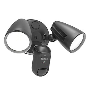 Teetsie Floodlight Camera Hardwired Motion Sensor Outdoor Light with 1080P WiFi Home Security Cam Alexa IP65 Waterproof 2500 lm Night Vision App for Phone 2-Way Audio Siren Alarm MicroSD/Cloud Storage