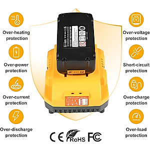 20v Max Battery 2Pack Replacement for Dewalt 20V 6.0Ah Battery with DCB112 Battery Charger Station for DCB201 DCB204 DCB206 DCB120