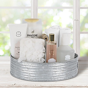 Autumn Alley Farmhouse Rustic Shower Caddy Basket for Bathroom - Toiletries Countertop Organizer, Decorative Bathroom Caddy, Galvanized Bathroom Accessories with Toilette Label, 11" x 6.25", Large