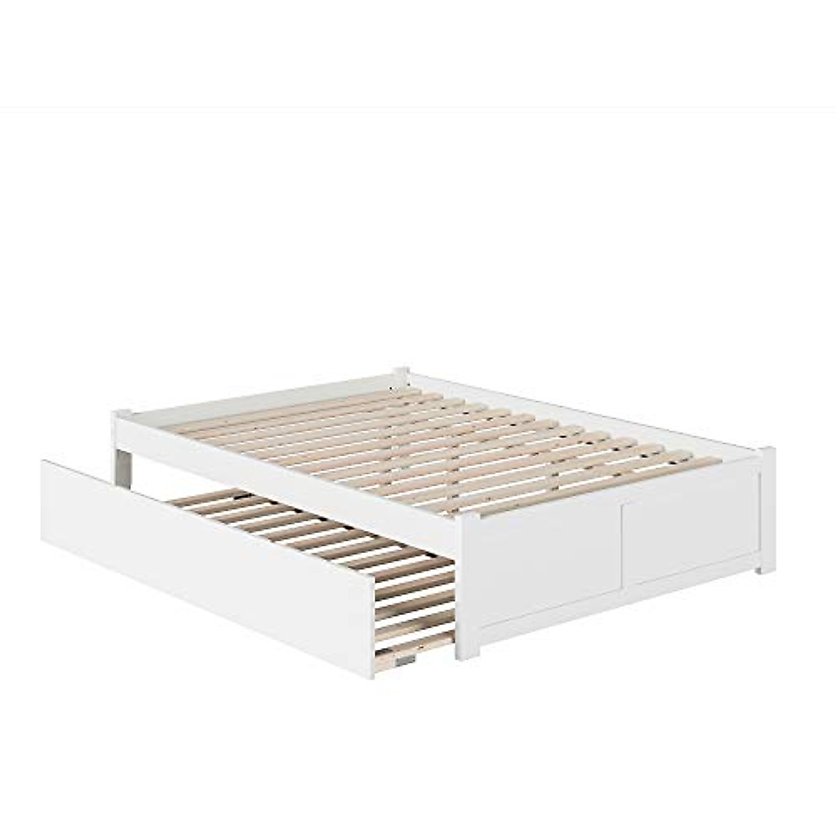 AFI Concord Queen Size Platform Bed with Footboard & Twin XL Trundle in White