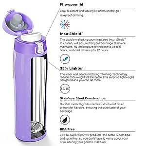Super Sparrow Insulated Water Bottle Stainless Steel -25oz - BPA-Free Travel Mug - Leakproof Metal Flask for Sports, Travel, Work
