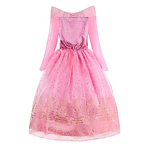 ReliBeauty Girls Princess Dress up Costume with Accessories, 4T, Pink