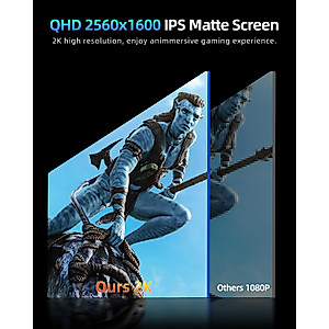 UPERFECT 2K 144Hz Portable Gaming Monitor 18" 2560x1600 QHD 100% DCI-P3 FreeSync HDR Laptop w/VESA, Frameless Matte IPS Eye Care Second Monitor for Game Console (UGame K118)