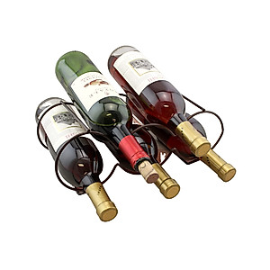Dependable Industries inc. Essentials Steel Wine Holder Table Top Countertop Stackable Free Standing Vertical Holder Organizer Modern 5 Bottle (Bronze)