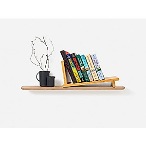 S&A WOODCRAFT Desktop Wood Bookshelf with Wooden Bookend, Bamboo Desk Organizer Shelf and Display Rack with Book Ends, Storage Shelf Bookcase for Office, Home Decor, Kitchen Countertop