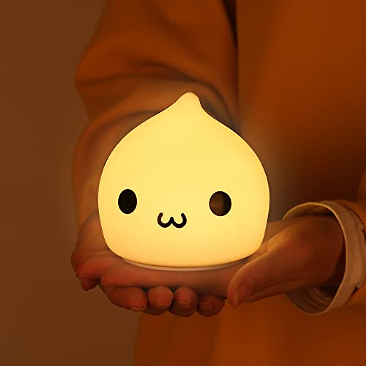 Night Light for Kids, Cute Lamp Dumpling Light Birthday Gifts for Girls Boys, Kawaii Waterdrop Nightlight Silicone Portable Nursery Battery Powered Animal Night Lights for Baby Toddler Teen Bedrooms