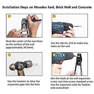 2 Pack Garage Storage Utility Hooks，Garage Garden Tool Organizer，Steel Wall Mount Hooks, Garden Small U Hooks (Black)