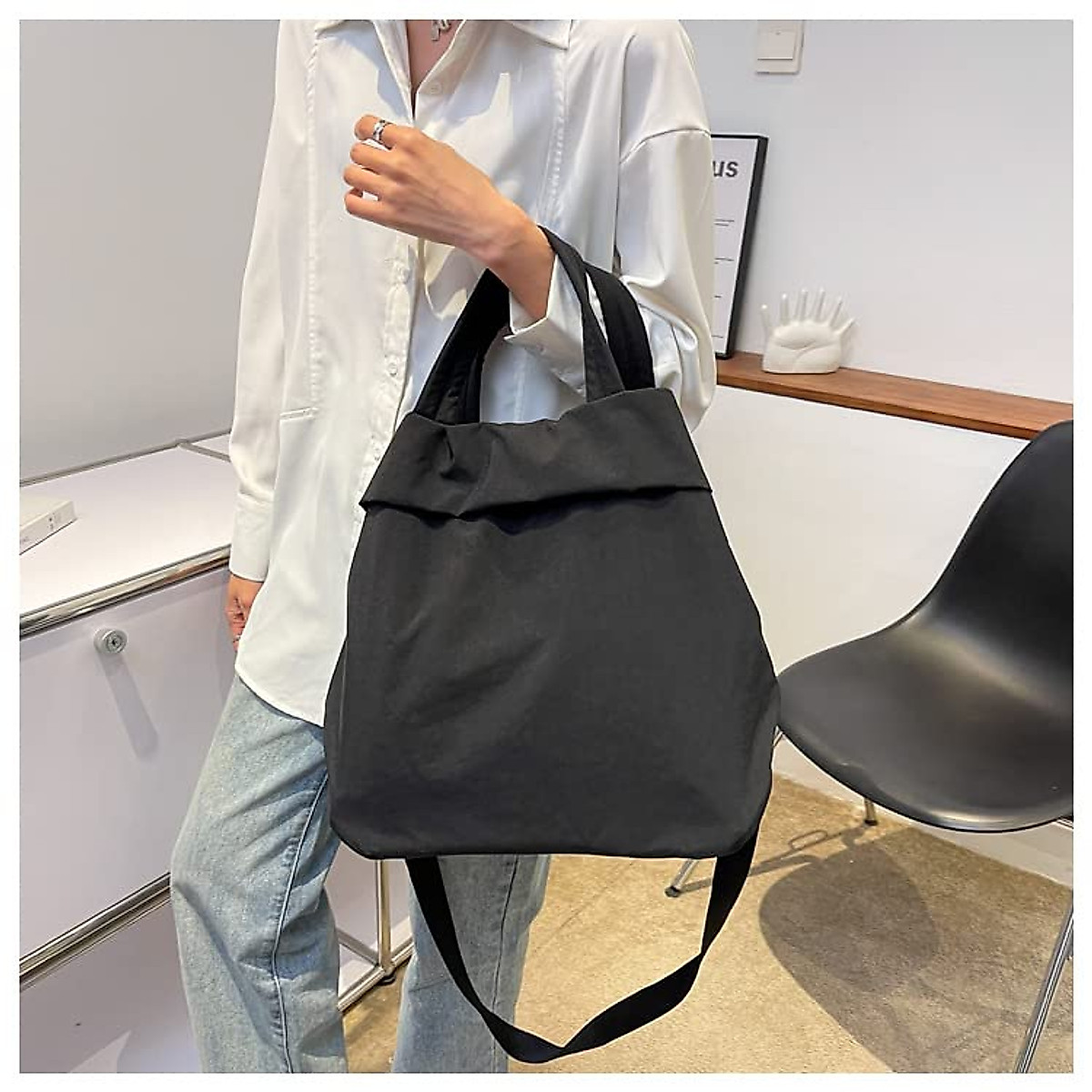 Aesthetic Hobo Bags for Women, Large Crossbody Shoulder Bag Boho Work Yoga Gym Totes Handbags (Black,One Size)