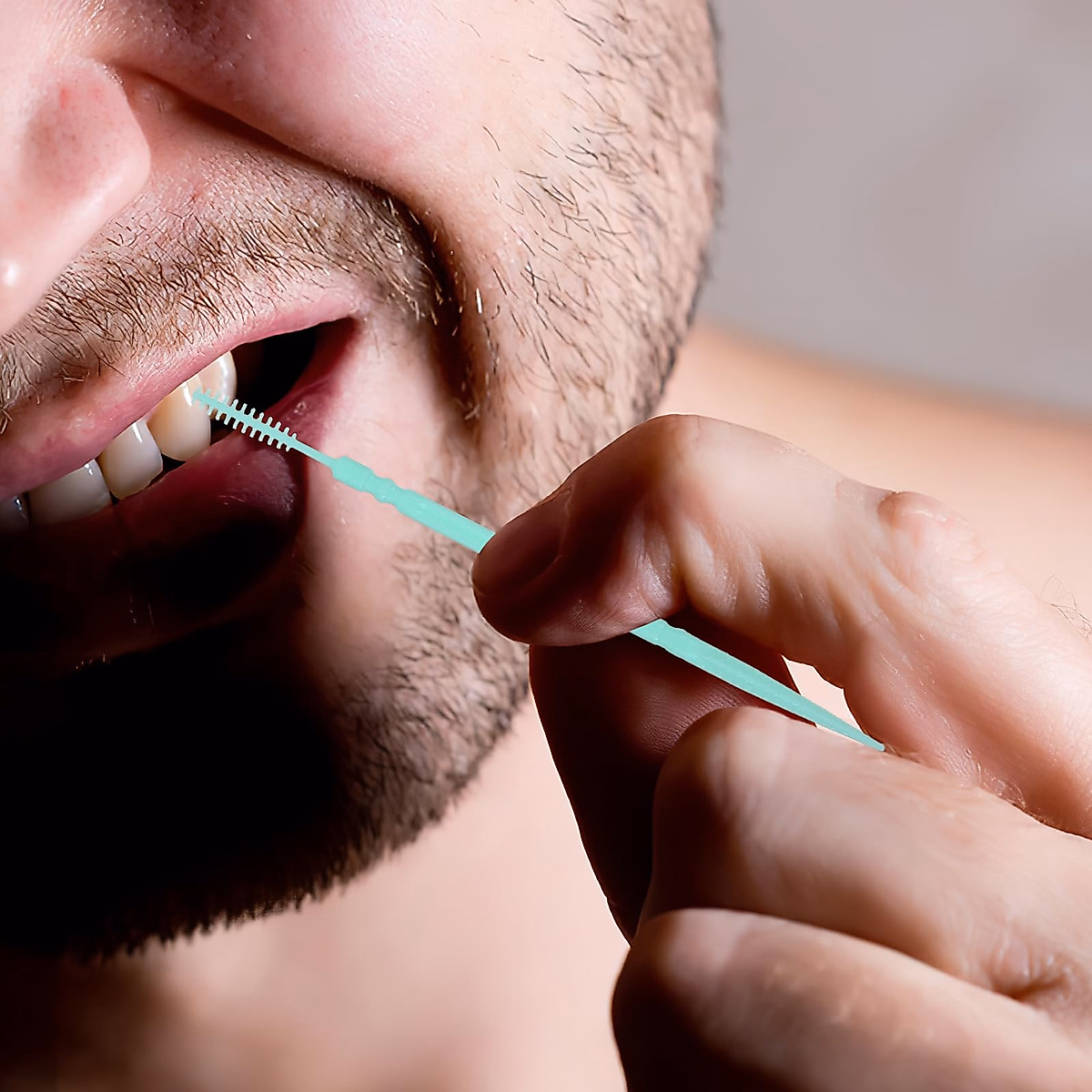 200pcs Double-Head Toothpicks Soft Plastic Oral Care Interdental Floss Cleaners Floss Picks,Braces flossers,Floss for Braces,Floss Sticks for Adults(Sky-Blue)