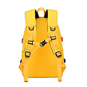 AGOWOO College Backpack Teen Lightweight School Book Bag with USB Charger Port Casual Daypack (Yellow) for Women Men Youth