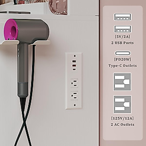 ALEXNUTRE Makeup Vanity Desk with Mirror and Lights, Vanity with Power Outlet, 3 Lighting Color Adjustable for Bedroom, Large Drawers and Storage Shelves, White