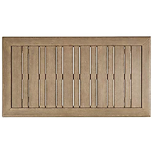 Signature Design by Ashley Gerianne Outdoor Rectangular Eucalyptus Wood Slat Top Coffee Table, Beige