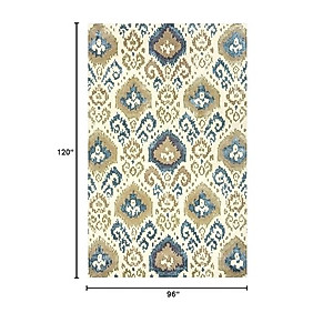 Rizzy Home | GV8628 | Gillespie Avenue Collection | Wool/Viscose Area Rug | 8' x 10' | Ivory/Gray/Rust/Blue Ikat