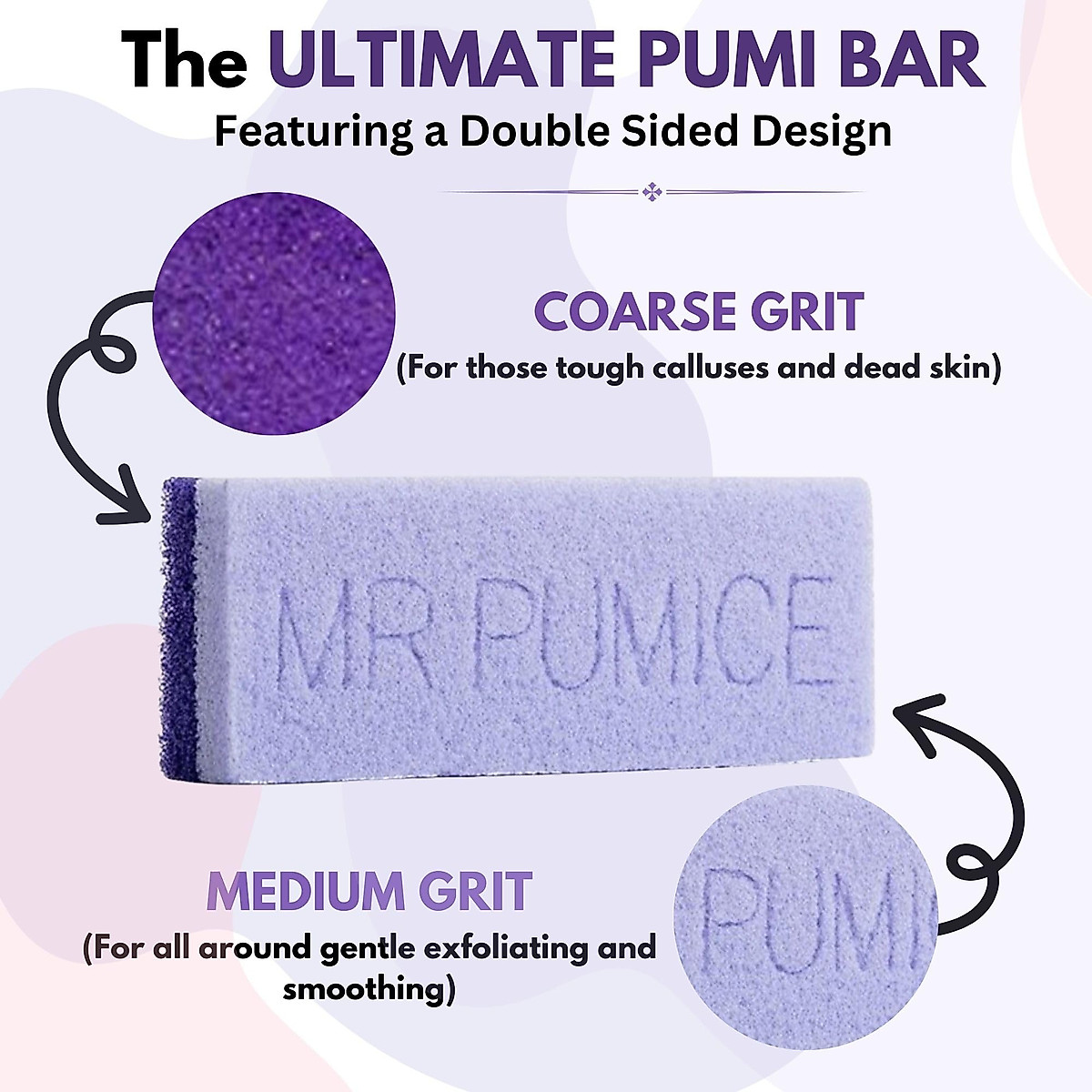 Mr. Pumice Ultimate PUMI Bar, 2-in-1 Callus Remover, Pedicure Stone & Ped File Scrubber for Smooth Feet and Heels, Dual-Grit (Medium + Coarse), 1 Pack