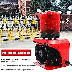 JIAWANSHUN Alarm Siren Horn Industrial Sound and Light Emergency Strobe Warning Light Outdoor Alarm Horn Siren Flashing Light Waterproof Indoor Safety AC 110-220V