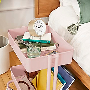 ECR4Kids 2-Tier Rolling Utility Cart, Multipurpose Storage, Pink