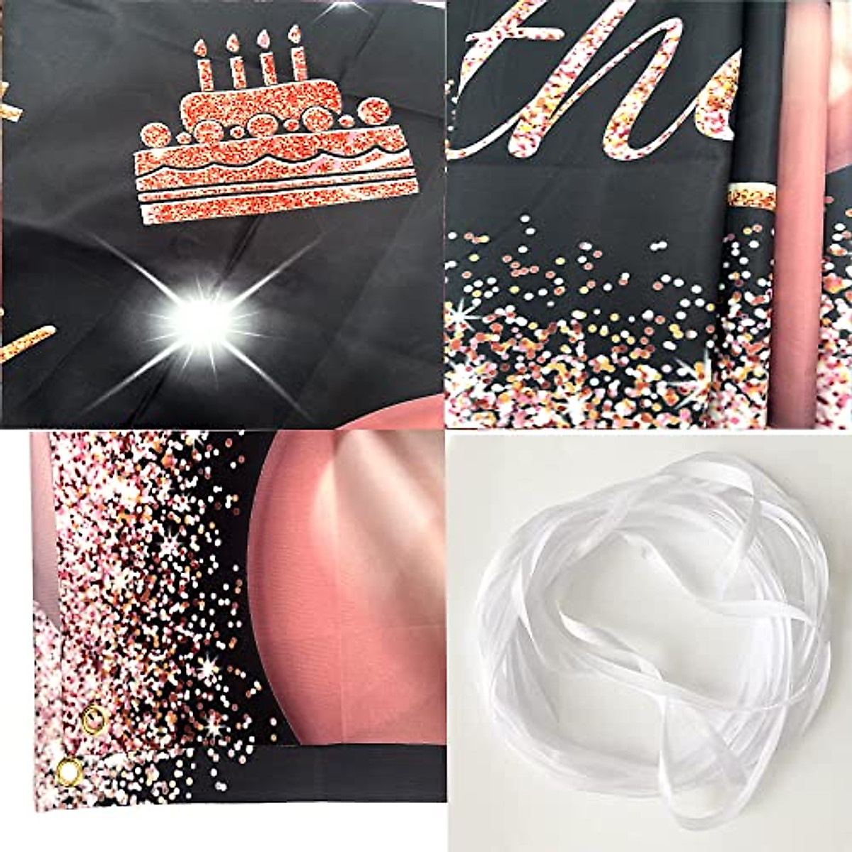 31st Birthday Backdrop Banner Black Pink Decorations & Supplies