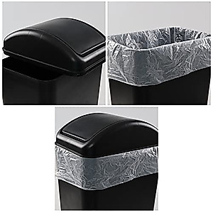 Ramddy Plastic Slim Trash Can, Black Modern Wastebasket, 14 Liter Commercial Garbage Bin
